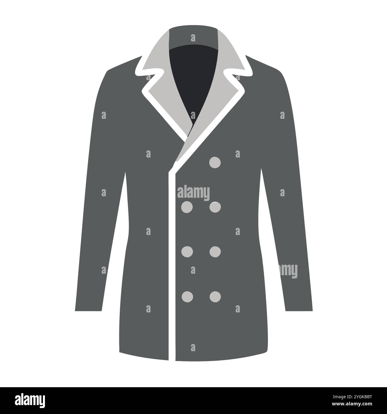 simple vector illustration of a double breasted coat , in a simple and ...