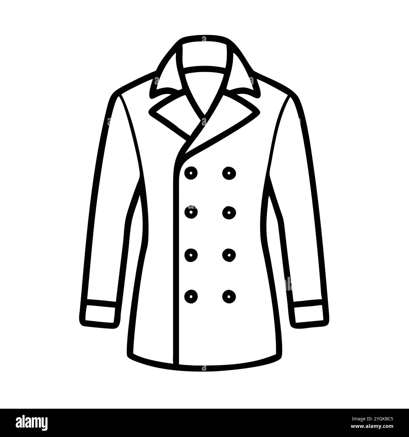 simple vector illustration of a double breasted coat , in a simple and ...