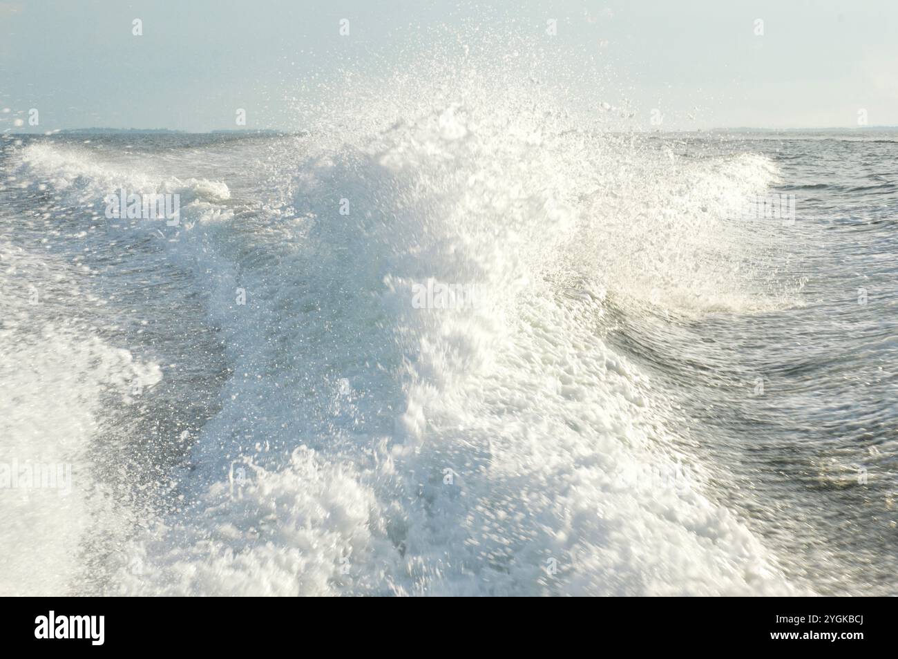 Big waves from the motor behind the speedboat on the high seas Stock ...