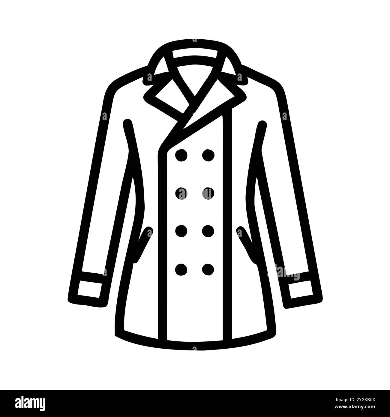 simple vector illustration of a double breasted coat , in a simple and ...