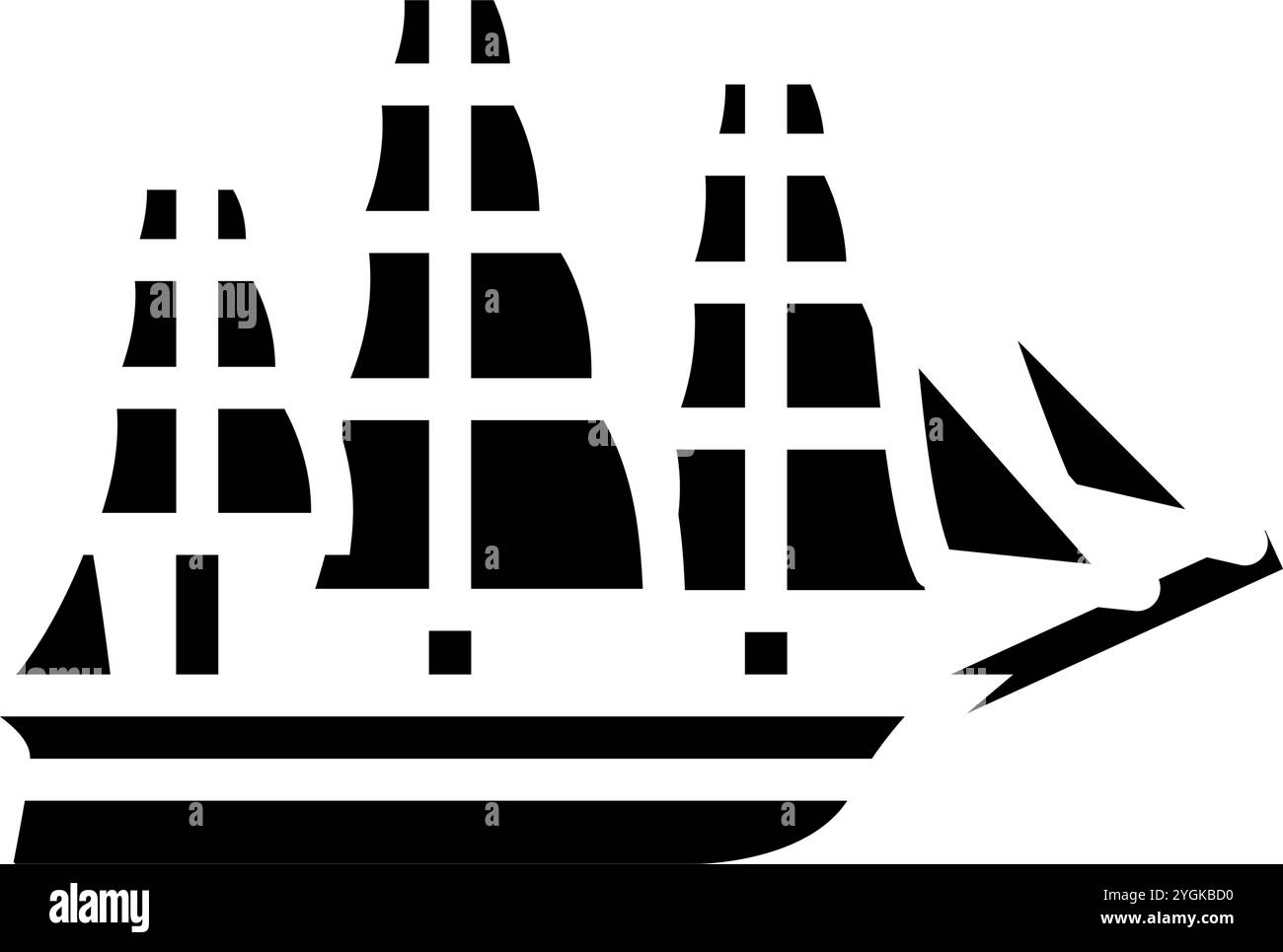clipper ancient ship glyph icon vector illustration Stock Vector Image ...