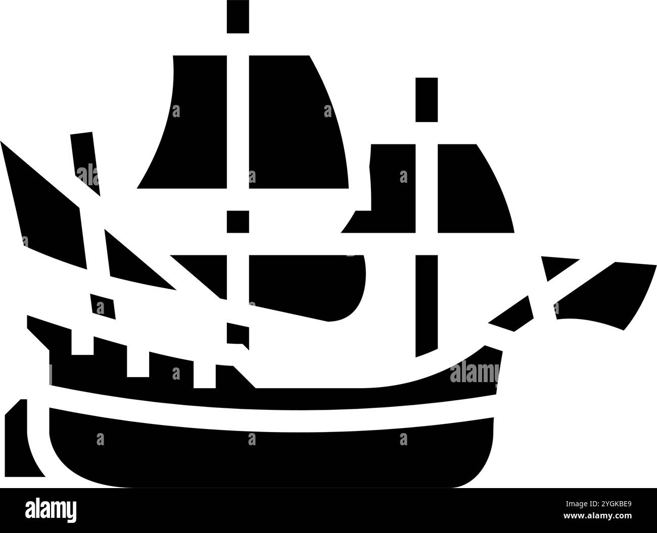 fluyt ancient ship glyph icon vector illustration Stock Vector Image ...