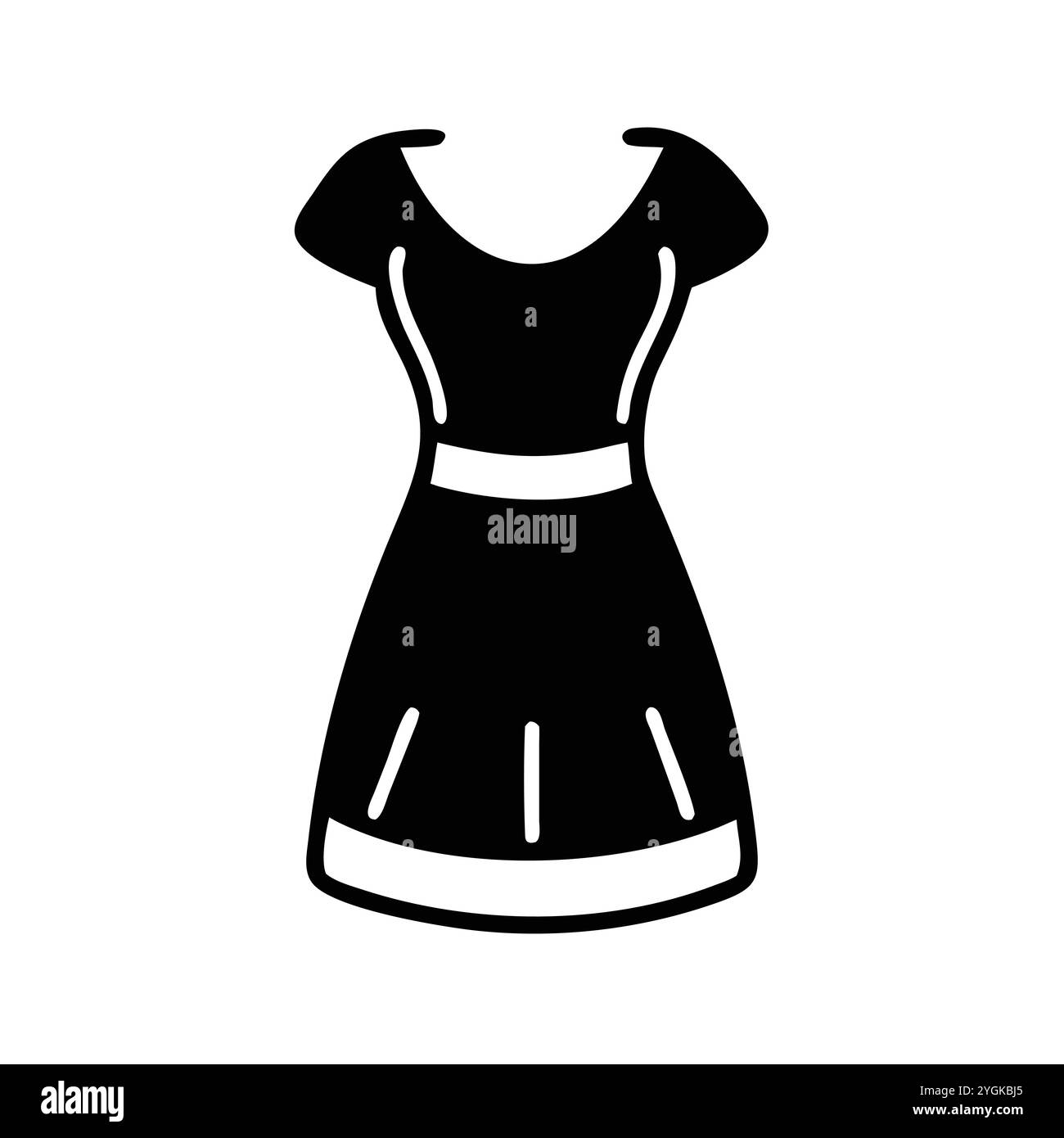 simple vector illustration of a empire waist dress , in a simple and ...