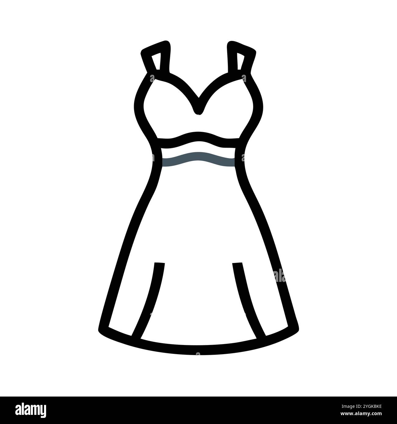 simple vector illustration of a empire waist dress , in a simple and ...