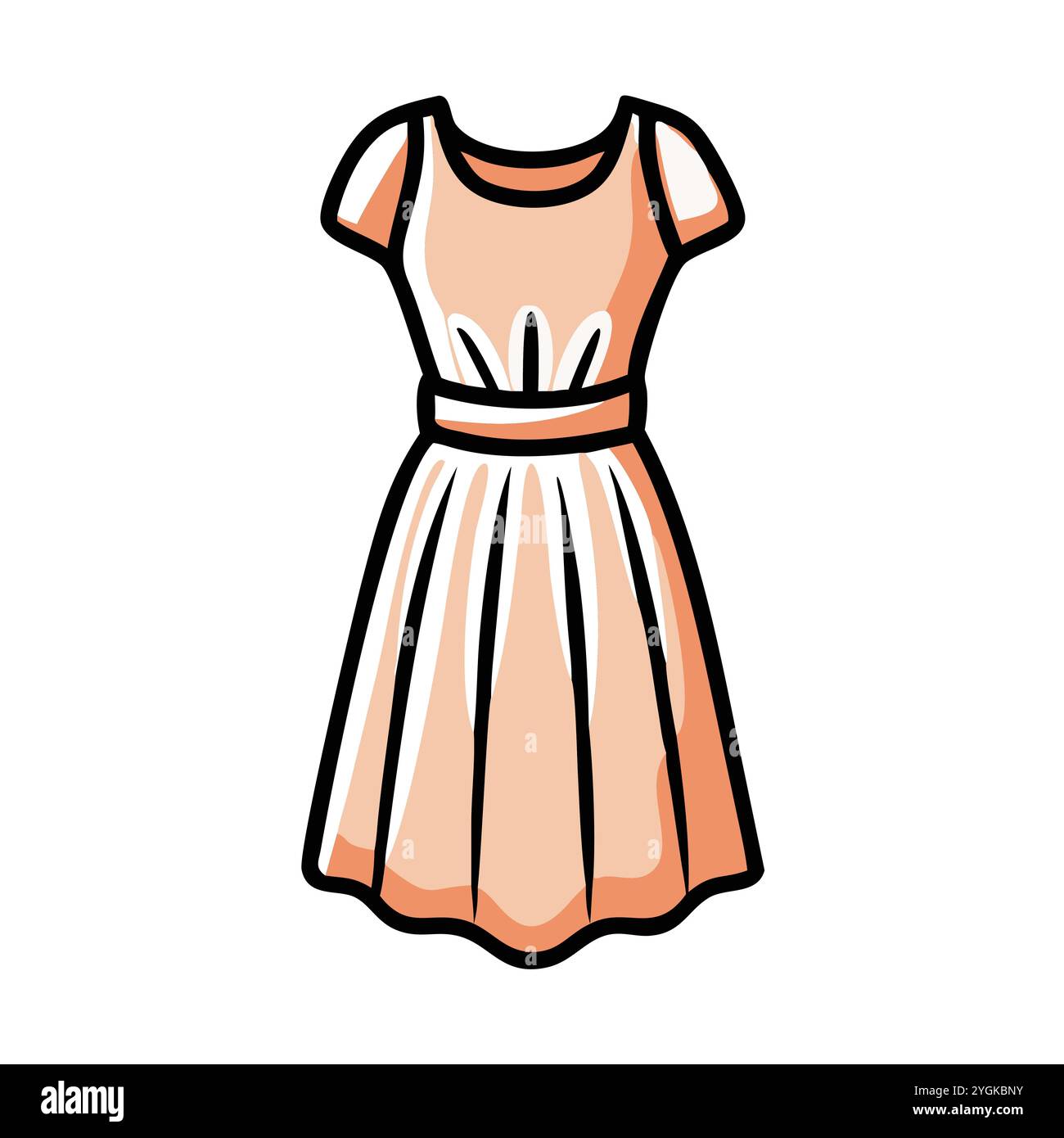 simple vector illustration of a empire waist dress , in a simple and ...