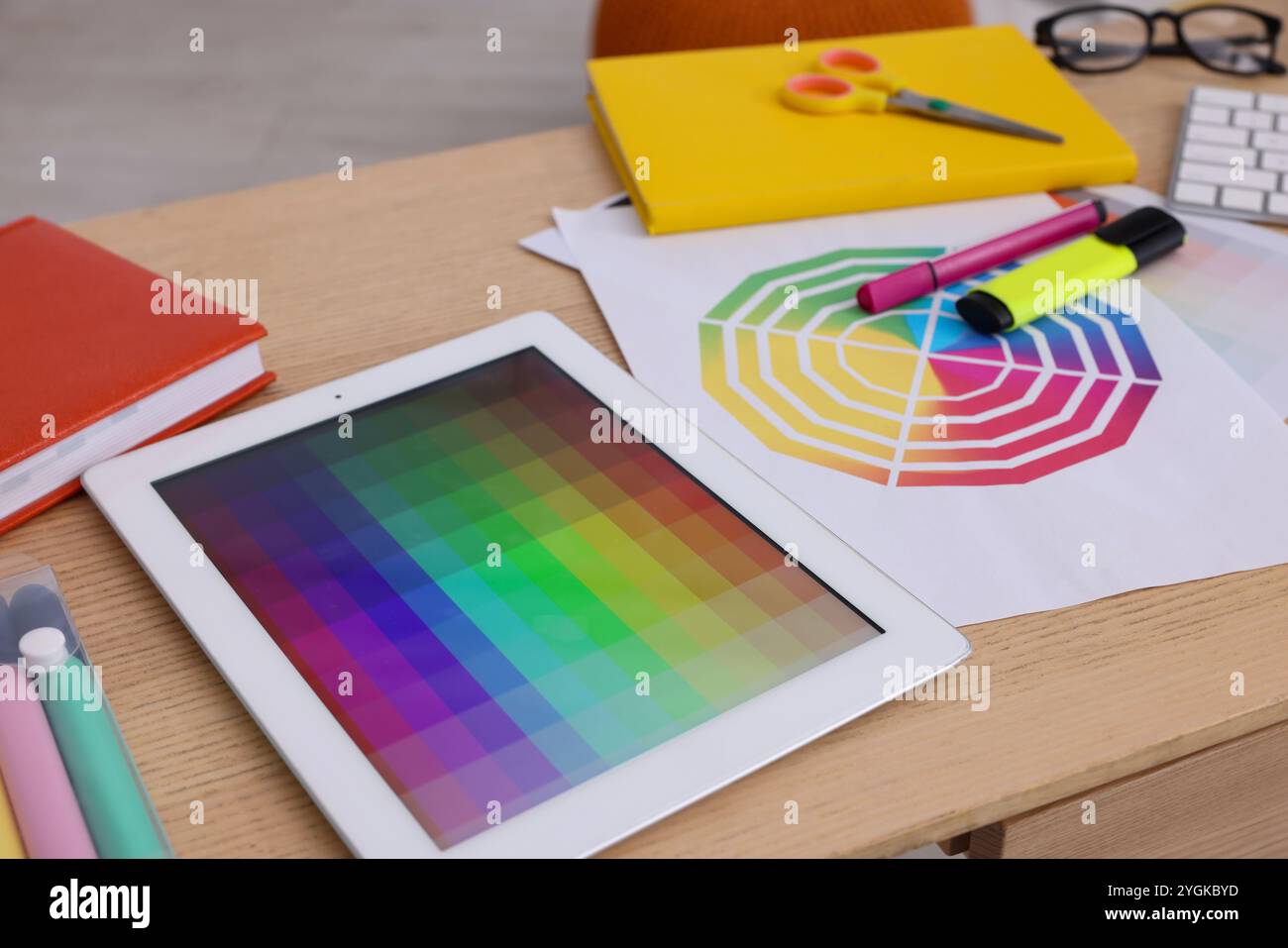 Designers workplace tablet color hi-res stock photography and images ...