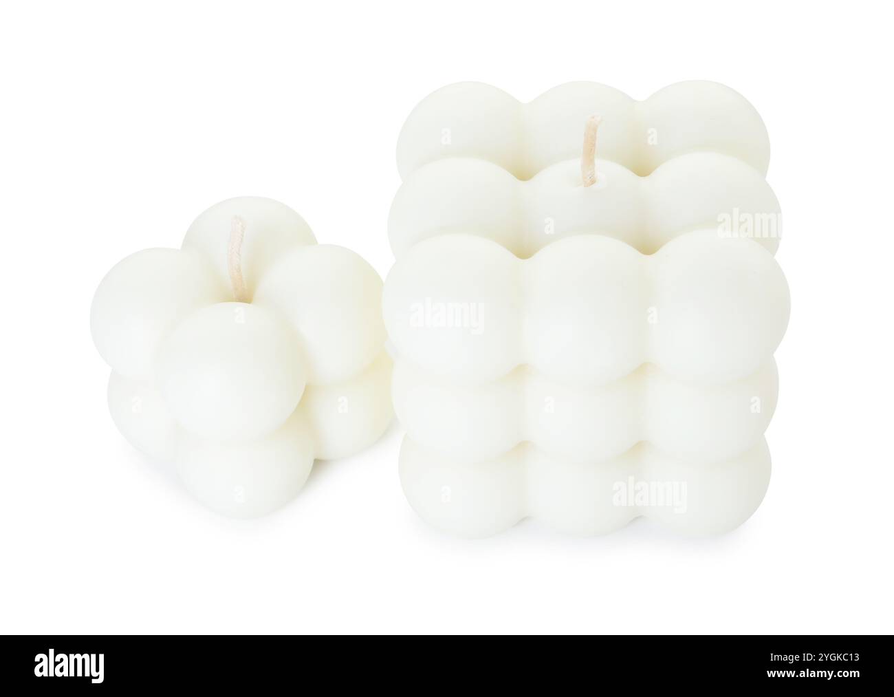 Two beautiful bubble candles isolated on white Stock Photo - Alamy