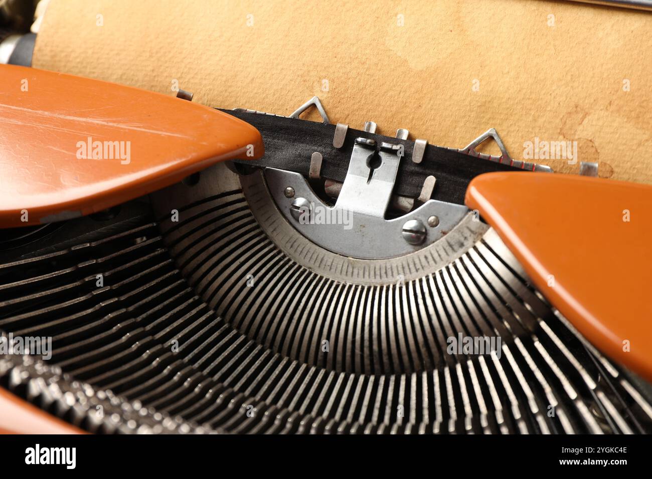 Vintage typewriter with sheet of parchment paper, closeup Stock Photo ...