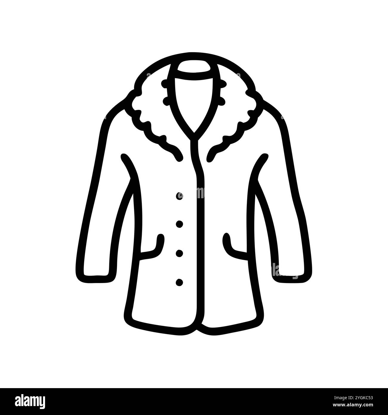 simple vector illustration of a faux fur coat , in a simple and clean ...