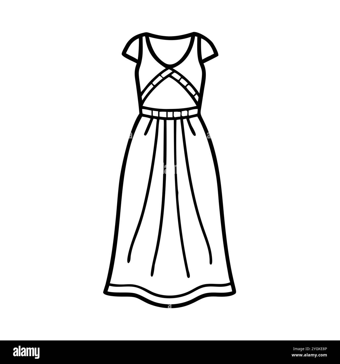 simple vector illustration of a maxi dress , in a simple and clean ...