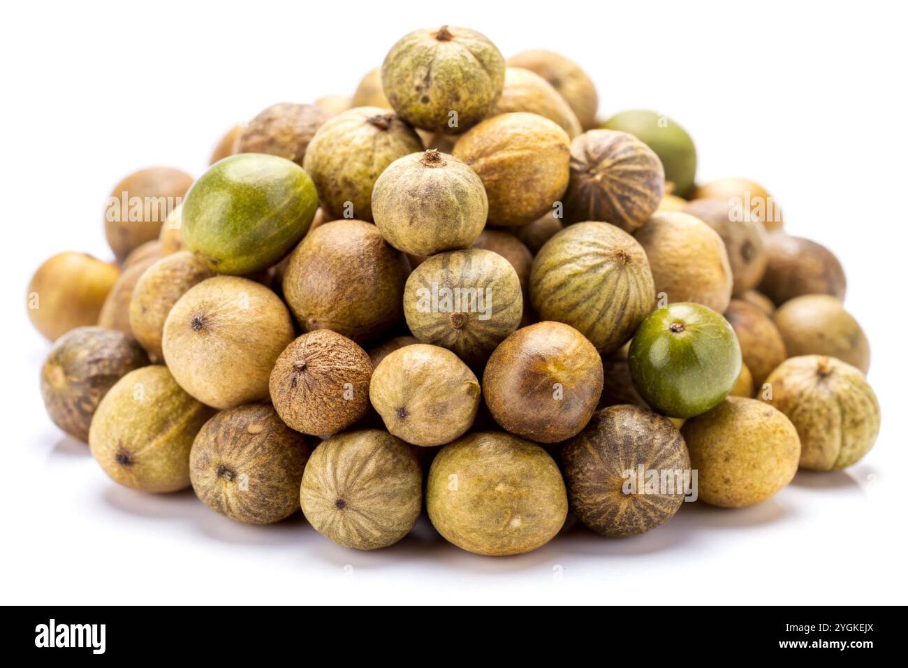 Pile of ayurvedic triphala fruits, isolated on white background Stock ...