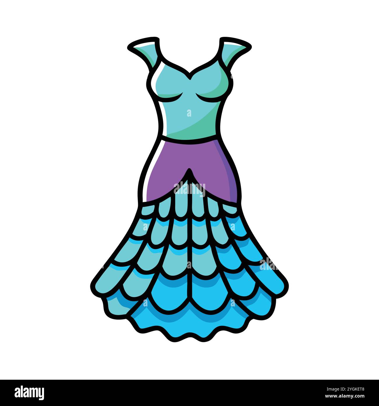 simple vector illustration of a mermaid dress , in a simple and clean ...
