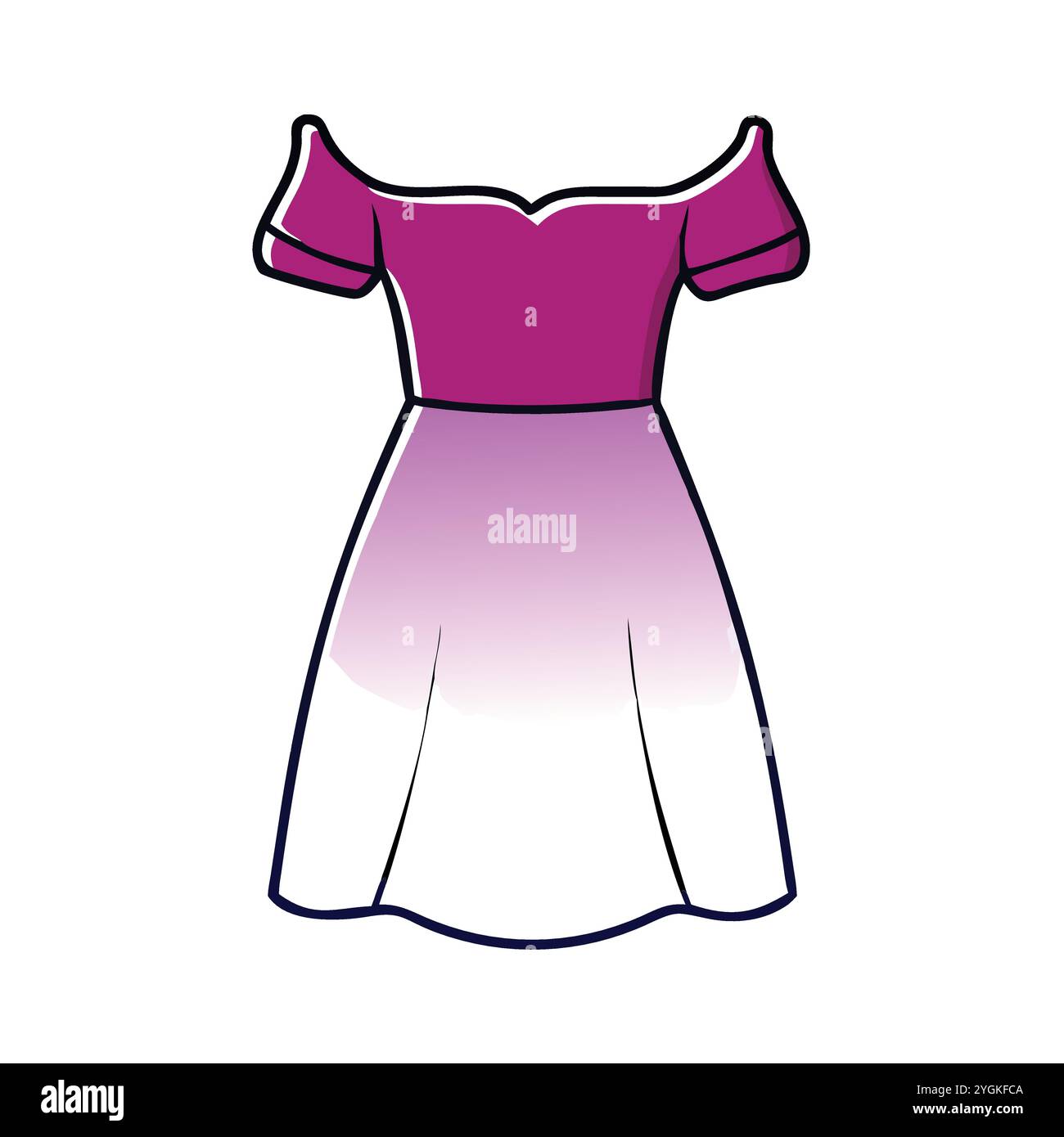 simple vector illustration of a off shoulder dress , in a simple and ...