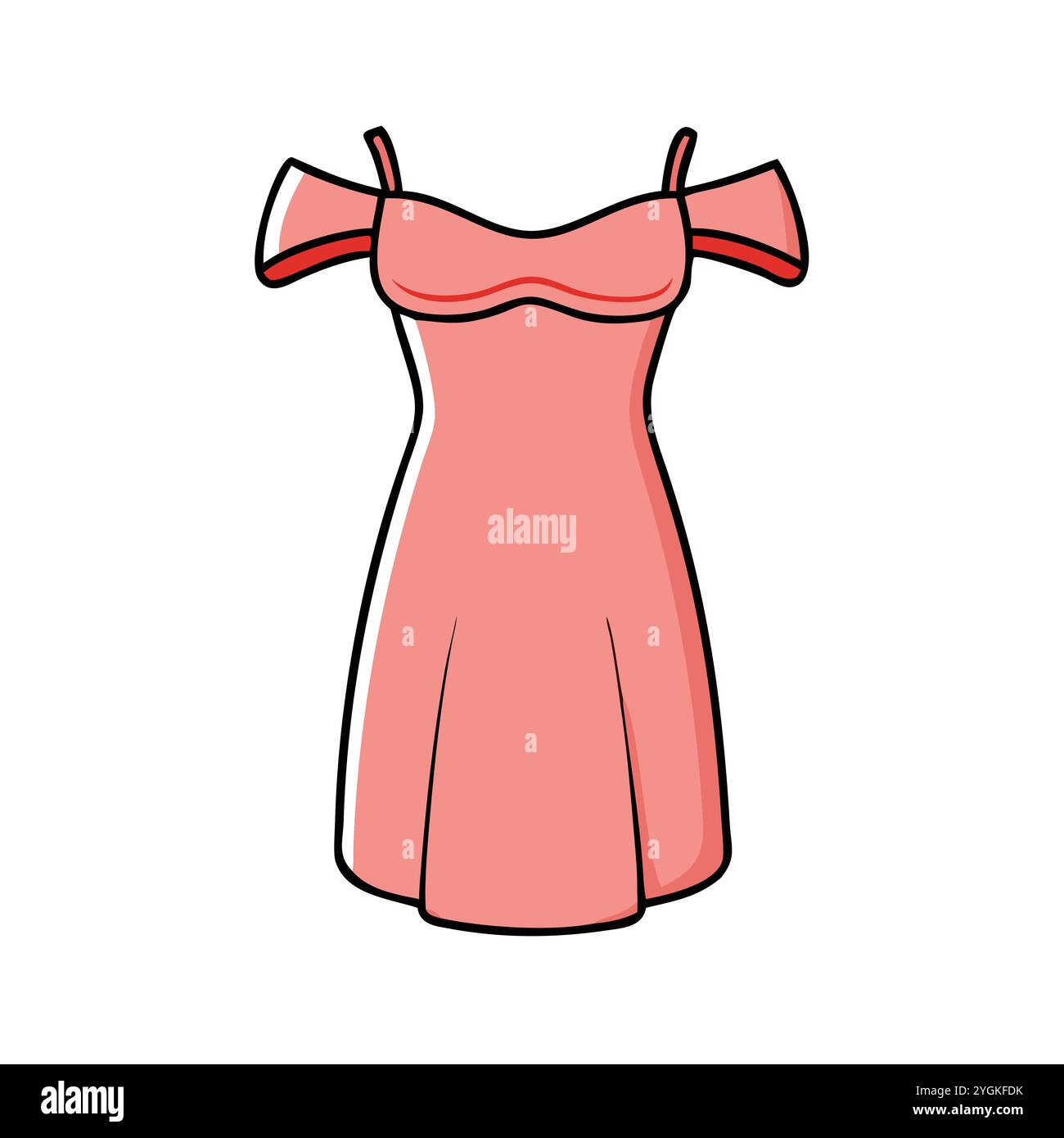 simple vector illustration of a off shoulder dress , in a simple and ...
