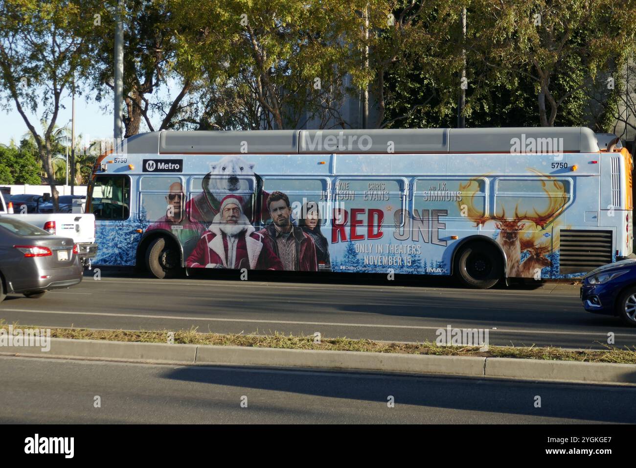 Los Angeles, California, USA 7th November 2024 Red One Bus with Dwayne ...