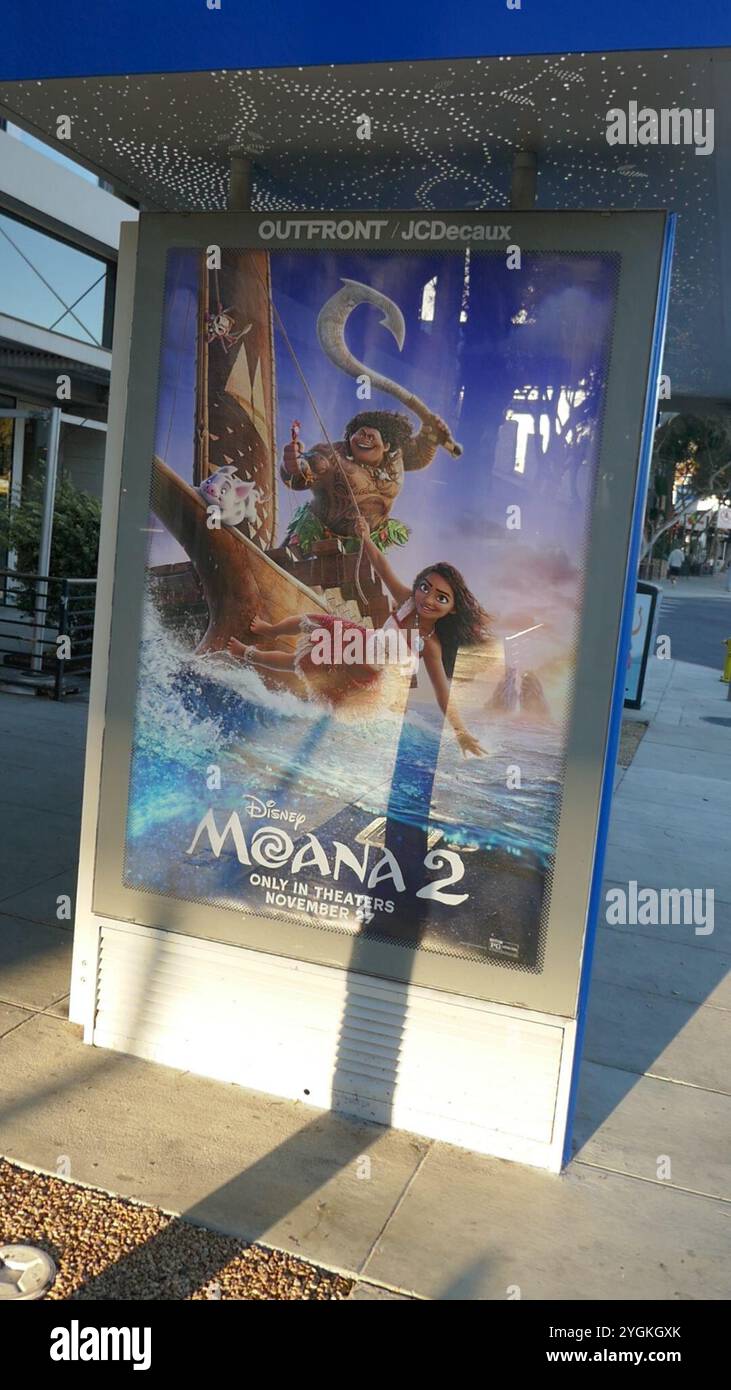 Los Angeles, California, USA 7th November 2024 Disney Moana 2 Bus Stop ...