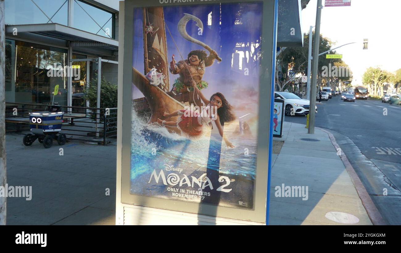 Los Angeles, California, USA 7th November 2024 Disney Moana 2 Bus Stop ...