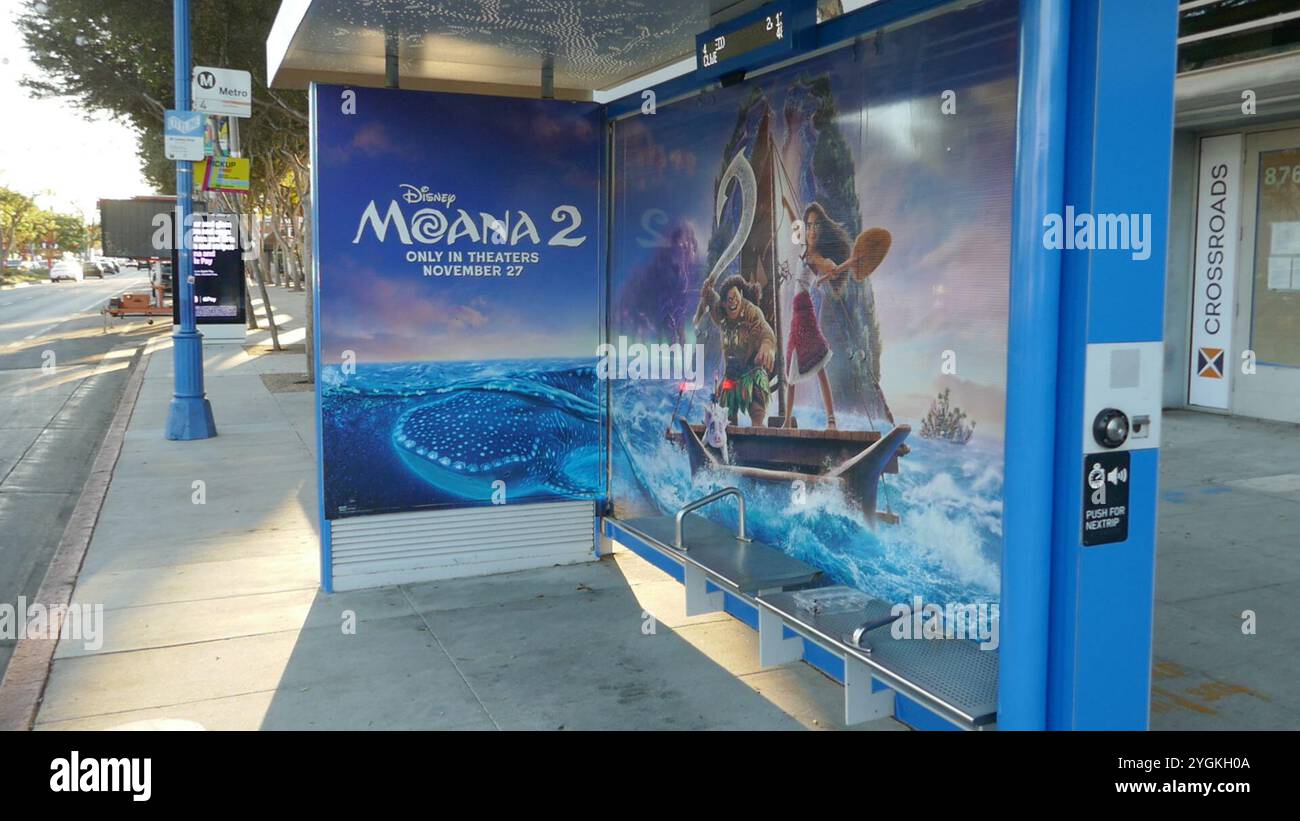 Los Angeles, California, USA 7th November 2024 Disney Moana 2 Bus Stop ...