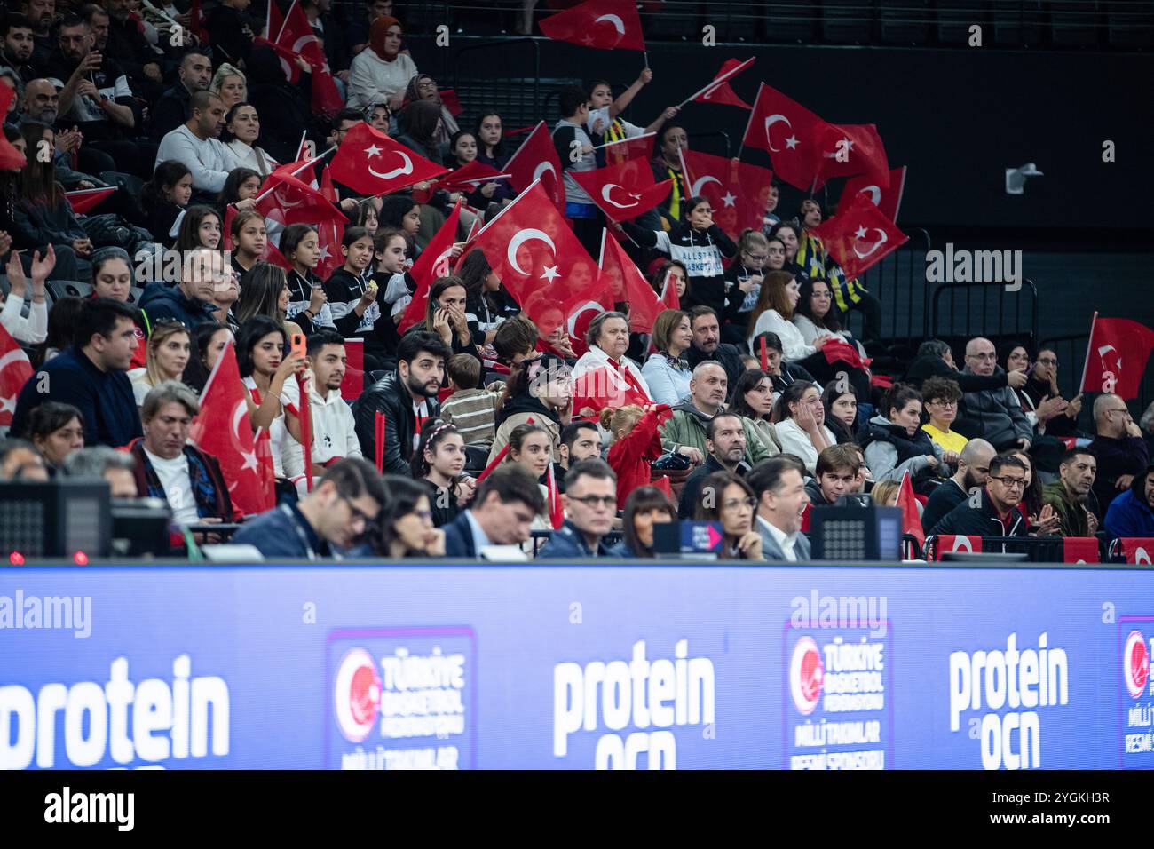 Istanbul, Turkey. 07th Nov, 2024. Fans of Turkiye seen during the FIBA ...