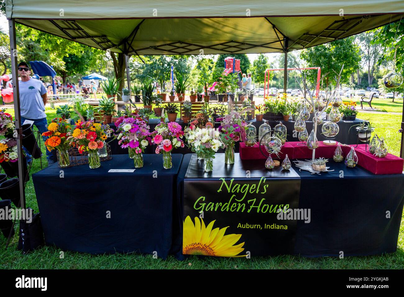 Plants and flowers are for sale, displayed at the Nagel's Garden House ...