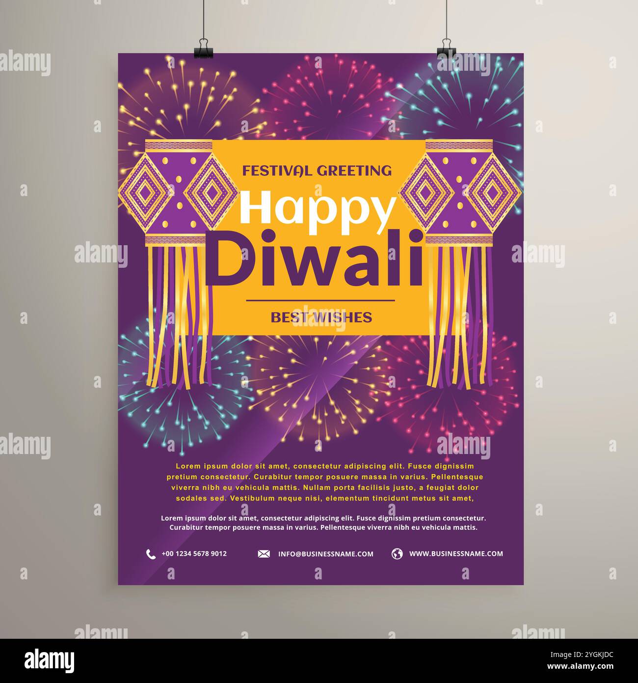 amazing diwali festival flyer design template with fireworks Stock ...