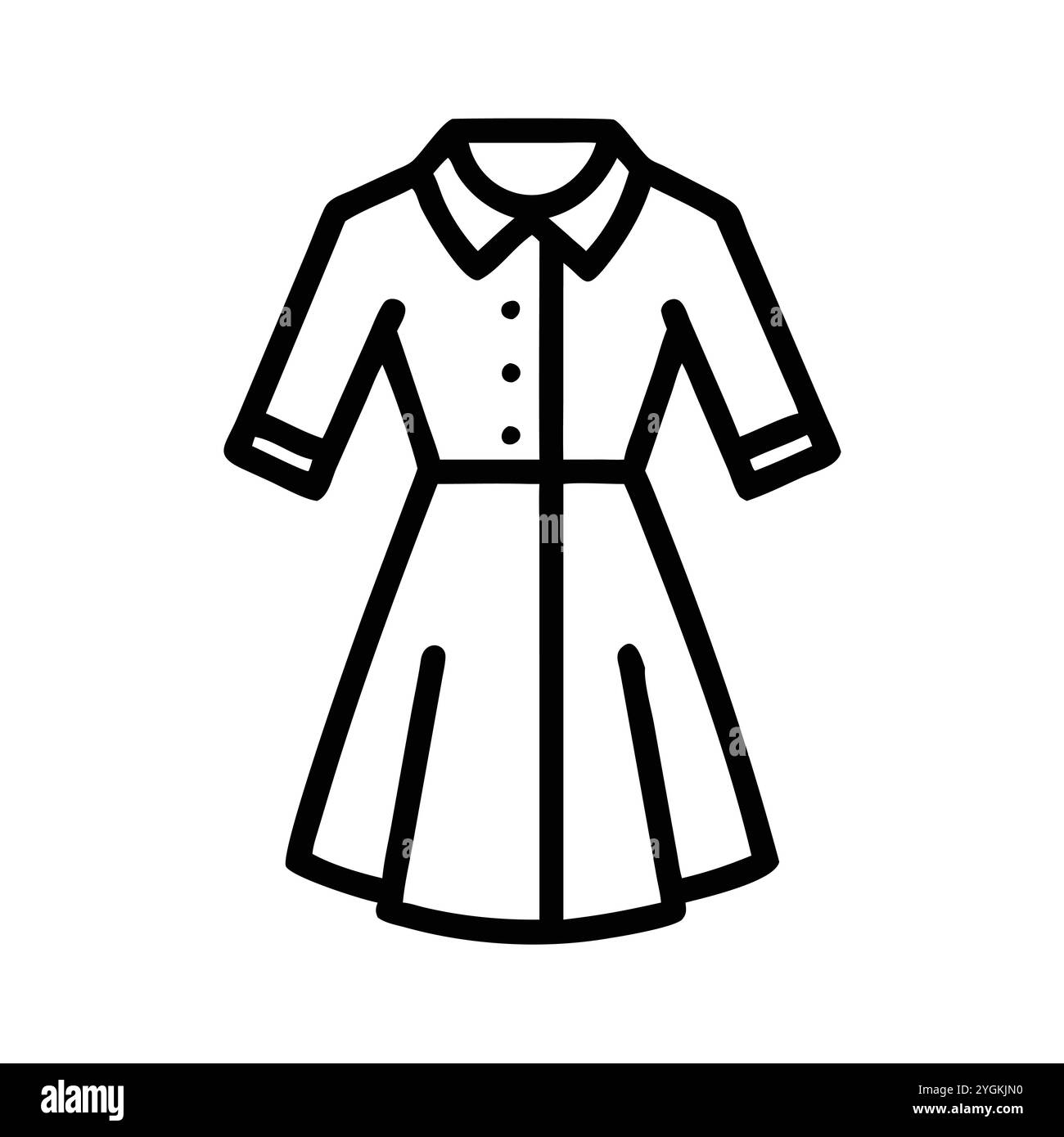 simple vector illustration of a shirt dress , in a simple and clean ...