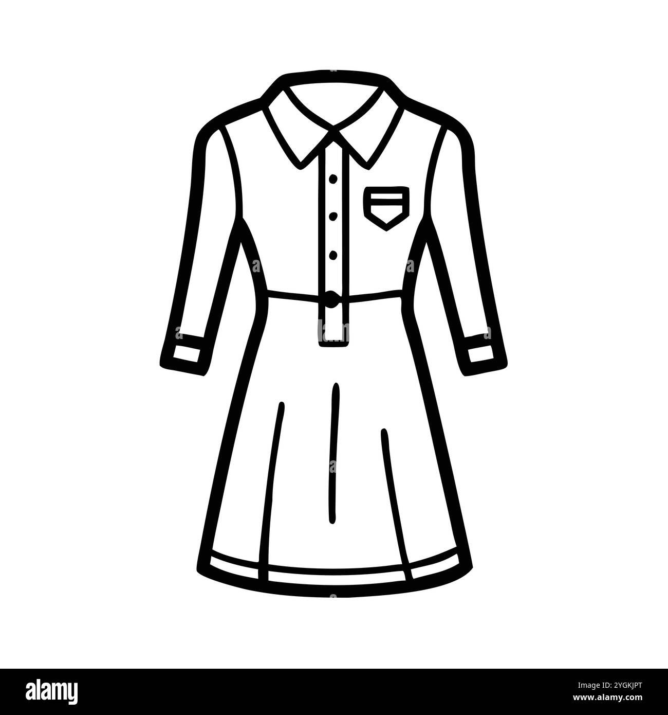 simple vector illustration of a shirt dress , in a simple and clean ...