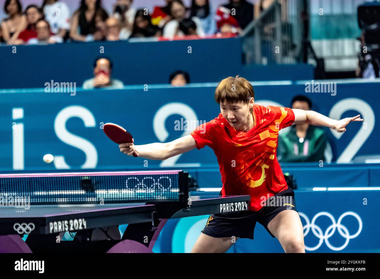 Table tennis – women's team gold medal singles match. Wang Manyu (CHN ...