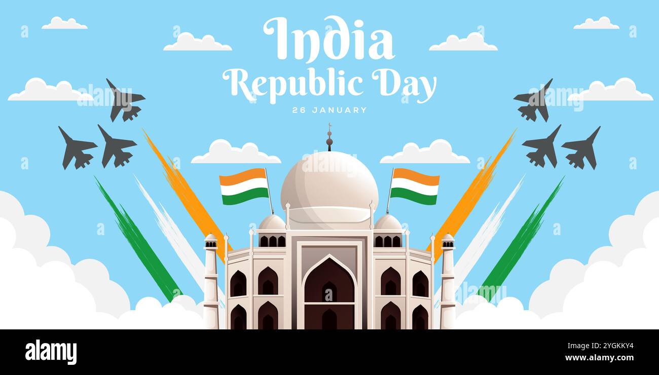 horizontal banner illustration for celebrate india republic day Stock ...
