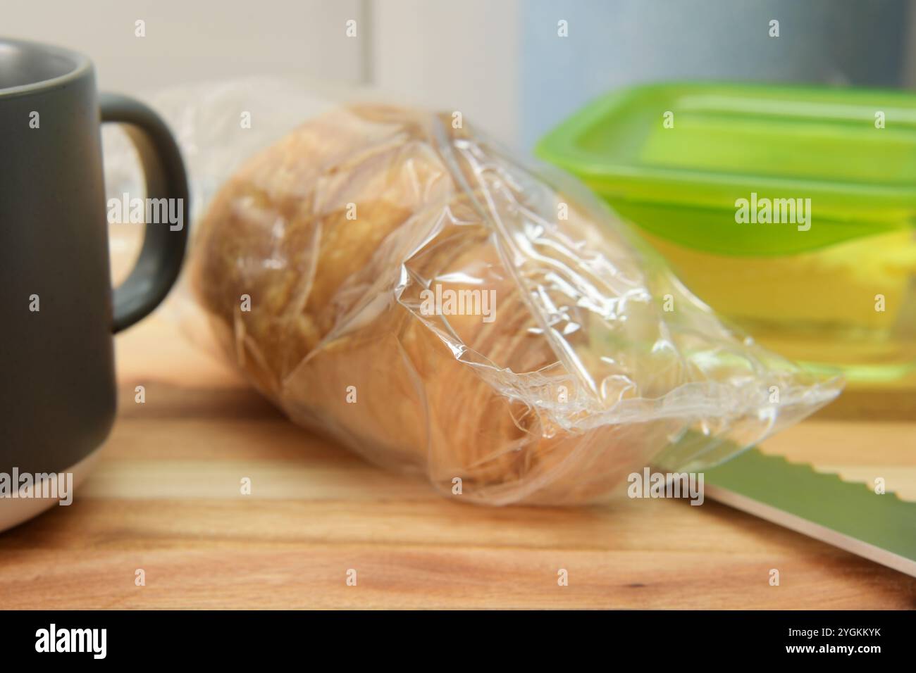 Ready to eat breakfast croissant in single use plastic packaging, food ...