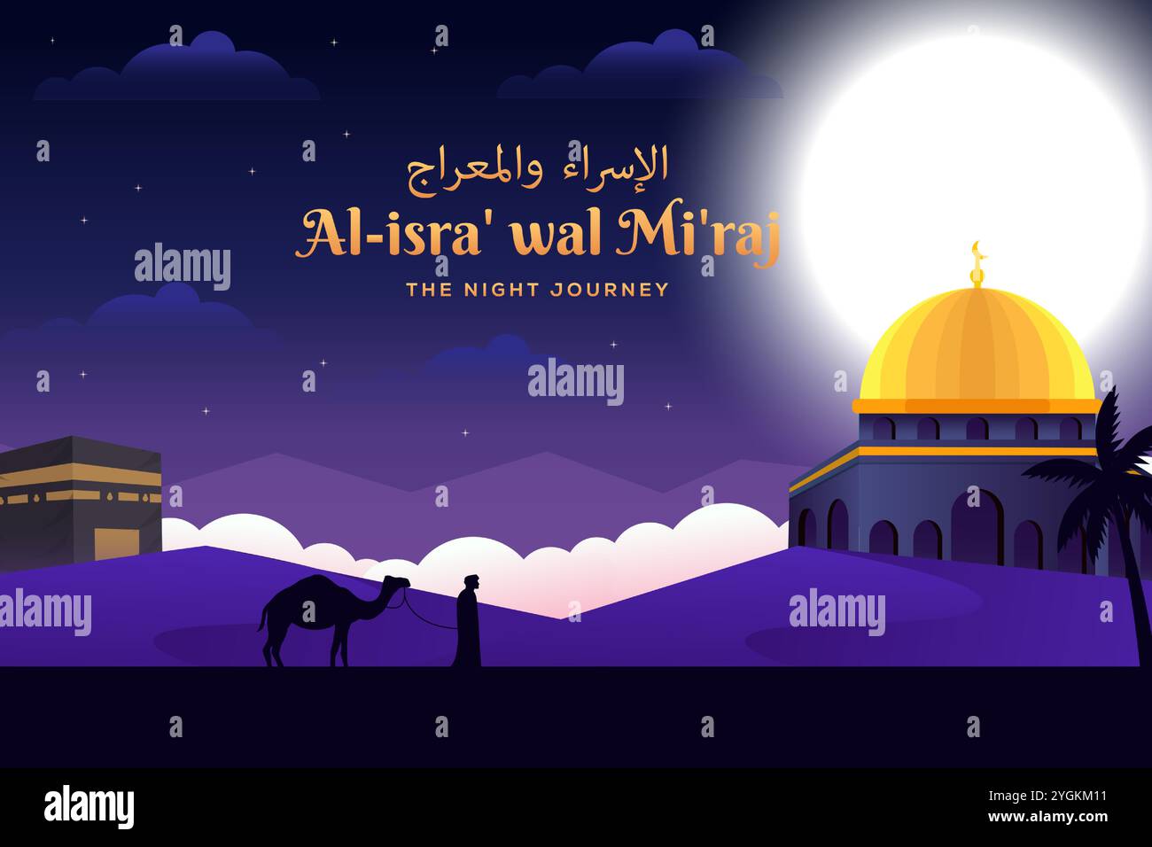 gradient isra miraj the night journey background illustration Stock ...