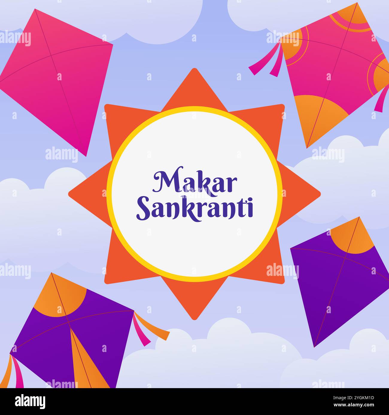 happy makar sankranti india festival illustration design Stock Vector ...