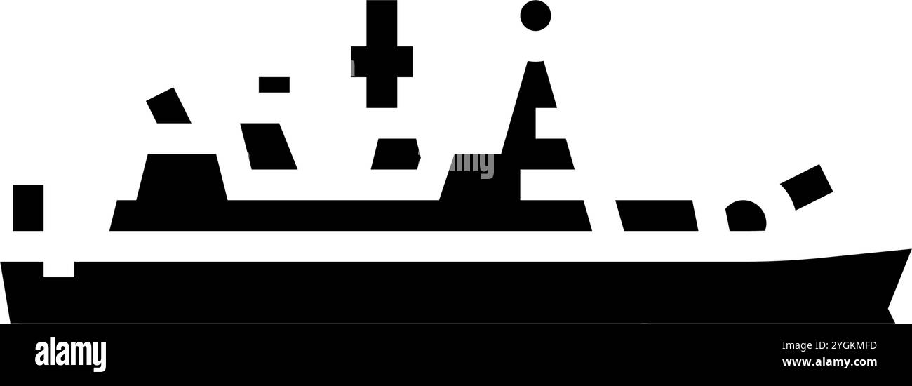 naval destroyer ship glyph icon vector illustration Stock Vector Image ...