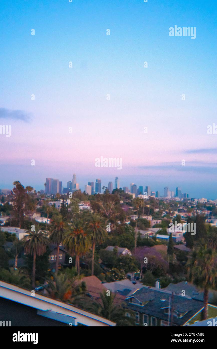 A film style photo featuring the iconic Los Angeles skyline Stock Photo ...