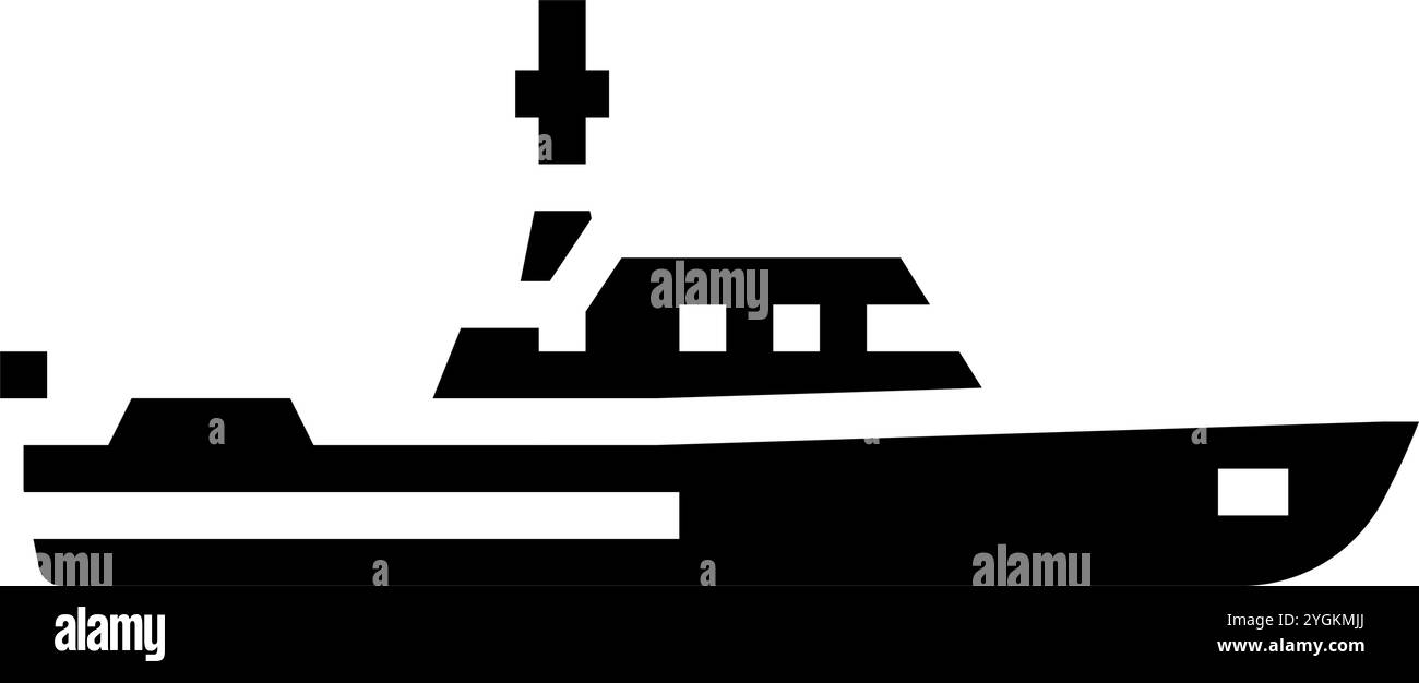 patrol boat ship glyph icon vector illustration Stock Vector Image ...