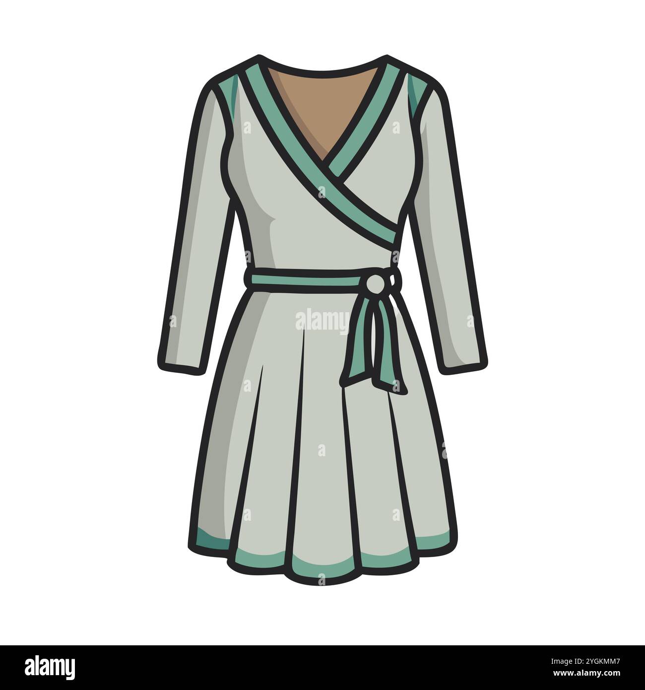 simple vector illustration of a wrap dress , in a simple and clean ...