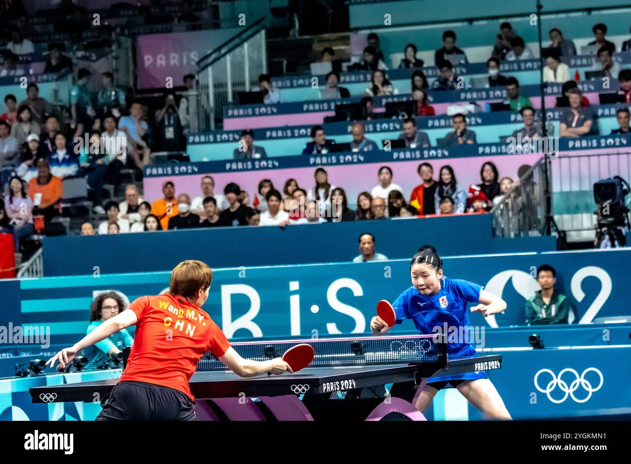 Table tennis – women's team gold medal singles match. Miwa Harimoto ...