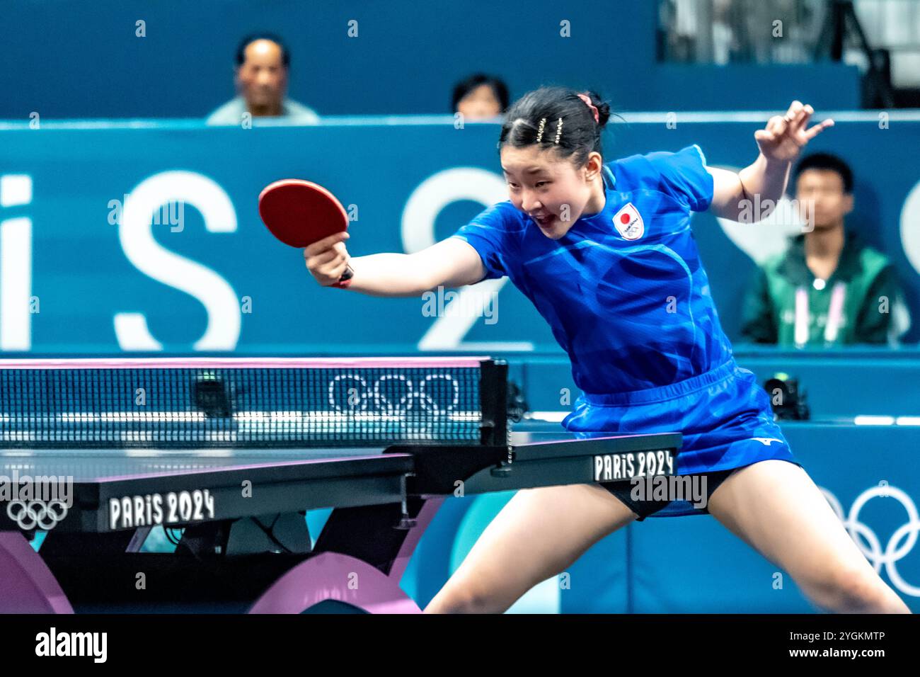 Table tennis – women's team gold medal singles match. Miwa Harimoto ...