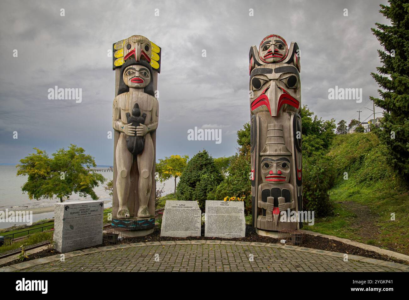 Two totems at Totem Park on White Rock. The repatriation of historic ...