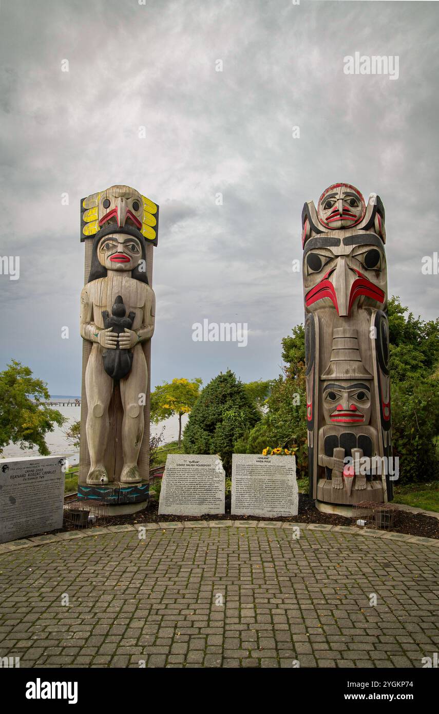 Two totems at Totem Park on White Rock. The repatriation of historic ...