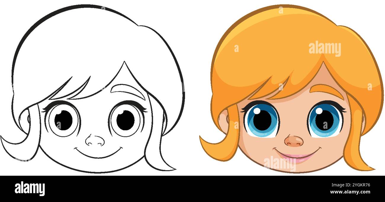 Two versions of a girl's face illustration Stock Vector Image & Art - Alamy