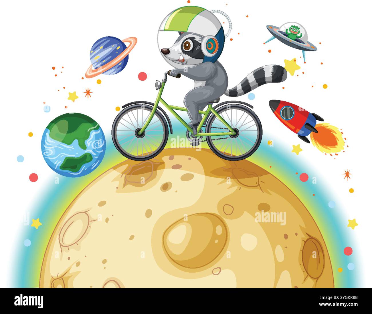 Lemur rides a bike on the moon, exploring space Stock Vector Image & Art - Alamy