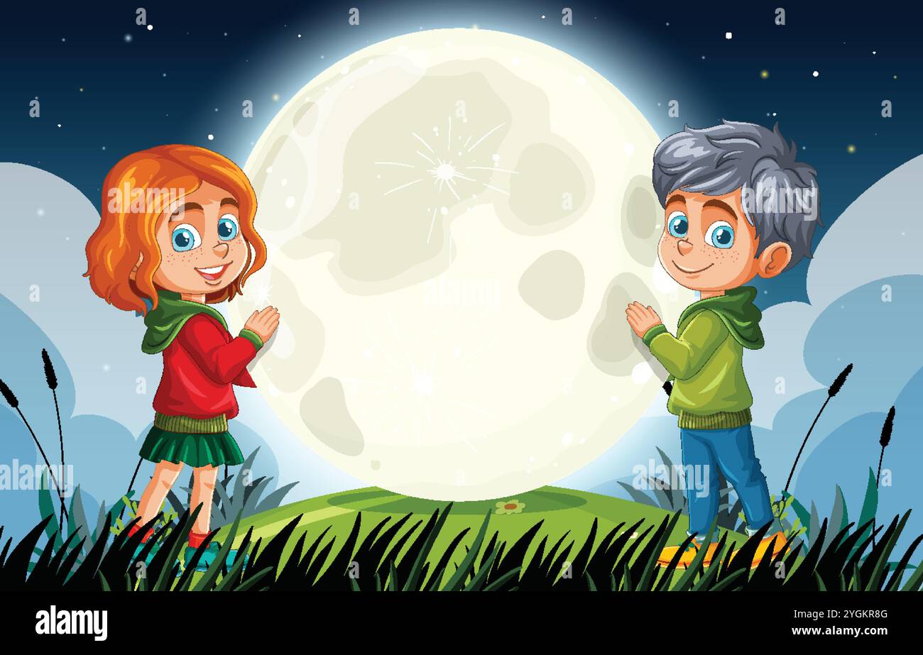 Siblings stand together under night hi-res stock photography and images - Alamy