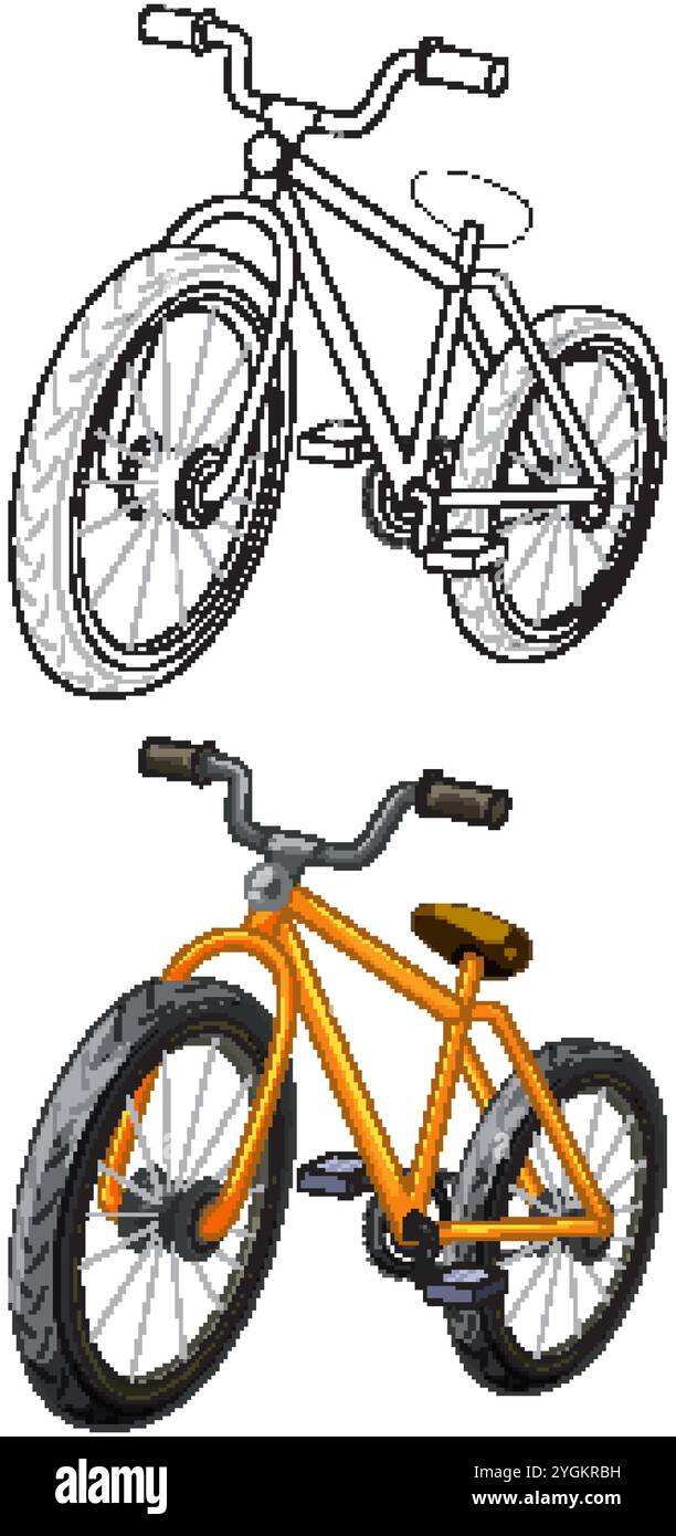 Detailed vector of a bicycle in two styles Stock Vector Image & Art - Alamy