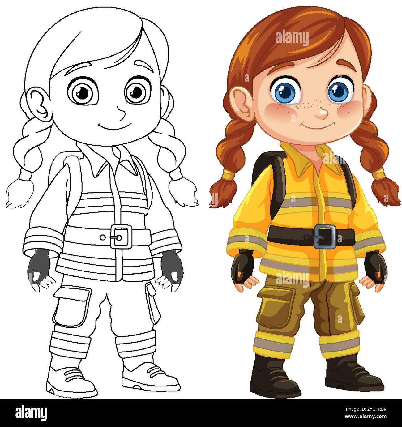 Illustration of a young firefighter in gear Stock Vector Image & Art ...