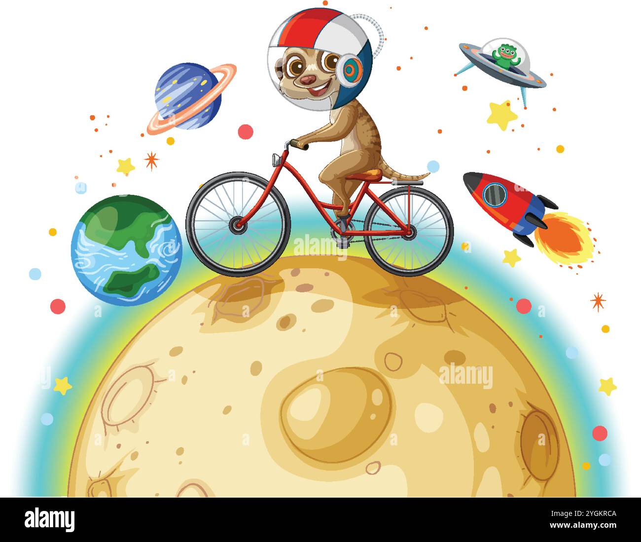 Animal riding a bike on a moon surface Stock Vector Image & Art - Alamy