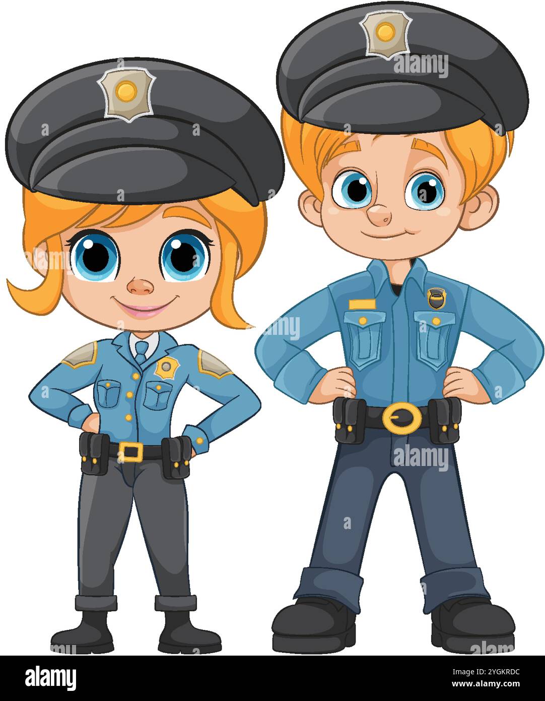 Two cartoon kids in police uniforms Stock Vector Image & Art - Alamy