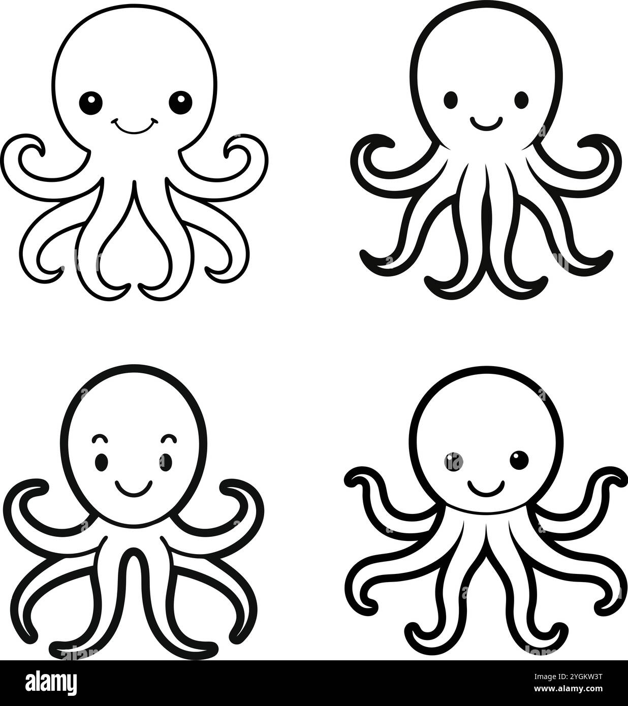 Octopus icon bundle vector art illustration on a white background Stock ...