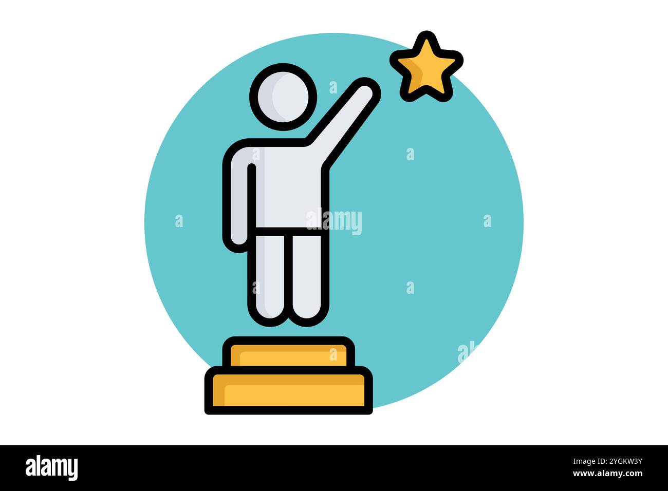 Ambition icon. colored outline icon style. person with podium and star ...