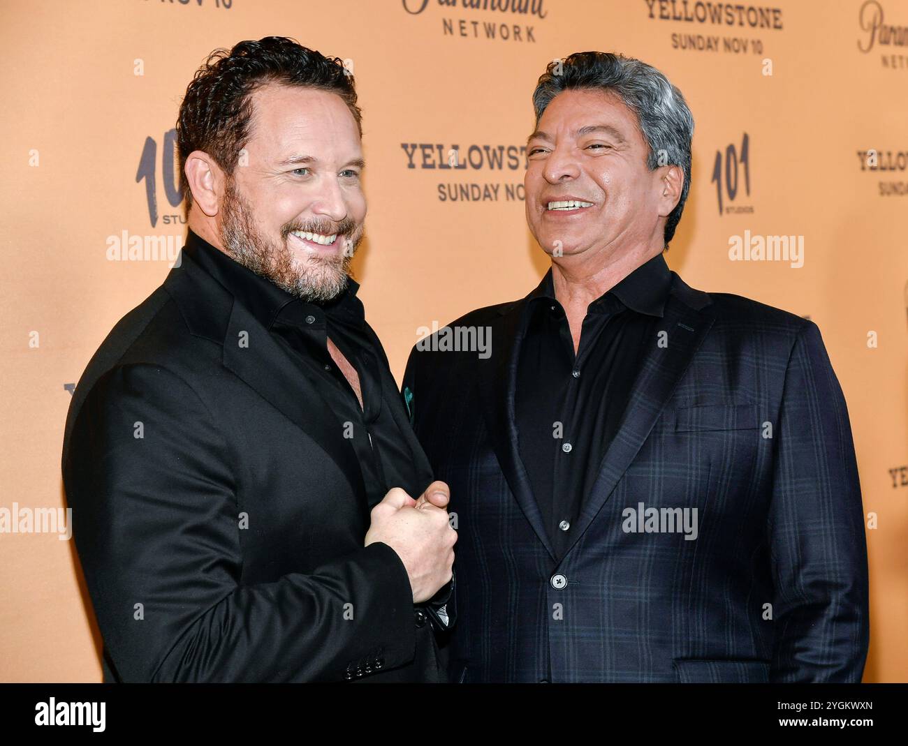 Cole Hauser, left, and Gil Birmingham attend the premiere of Paramount ...